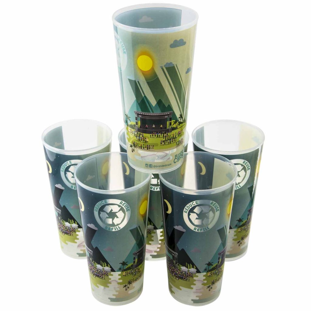 Custom printed reusable branded cups for your event or festival